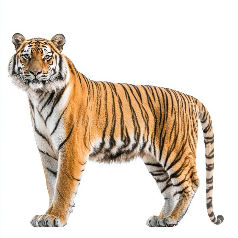 Sumatran Tiger Back View Isolated on White Background. Transparent ...