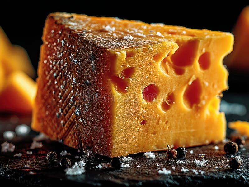 An Isolated Piece of Cheddar Cheese with a Vibrant Color Stock Photo ...