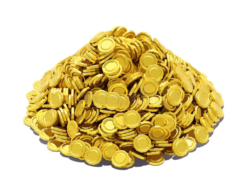 Isolated Pile of Gold Coins on a White Background Stock Illustration ...