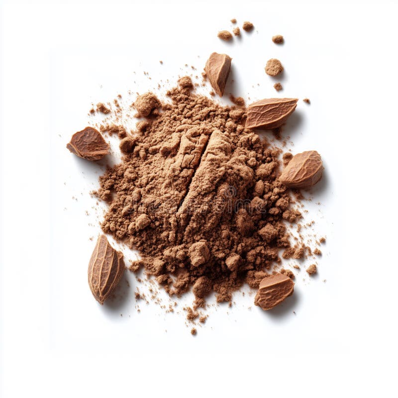 Isolated Pile of Ground Nutmeg with Whole Nutmeg Pieces on White ...