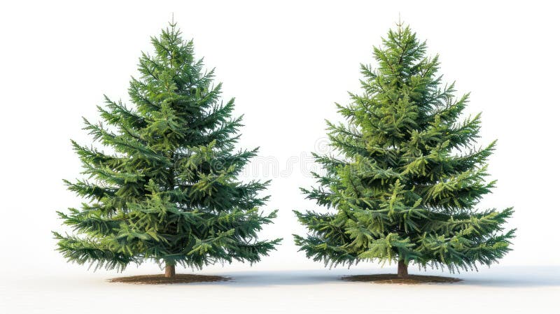 Isolated Pine Trees on White Background - High Resolution White Spruce ...