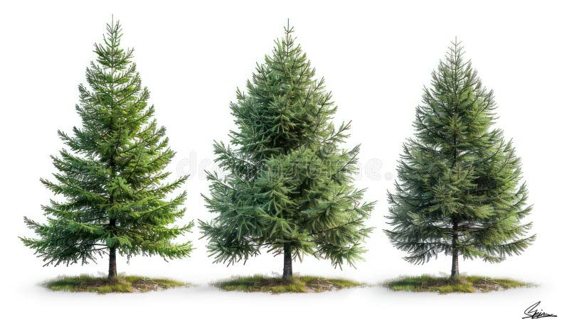 Isolated Pine Trees on White Background - High Resolution White Spruce ...
