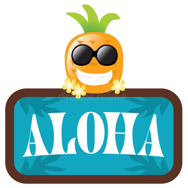 Isolated Pineapple with Aloha Sign Stock Vector - Illustration of fern ...