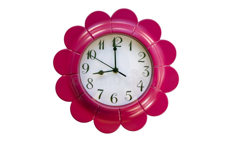 Isolated Pink Clock with White Dial Stock Image - Image of reminder ...