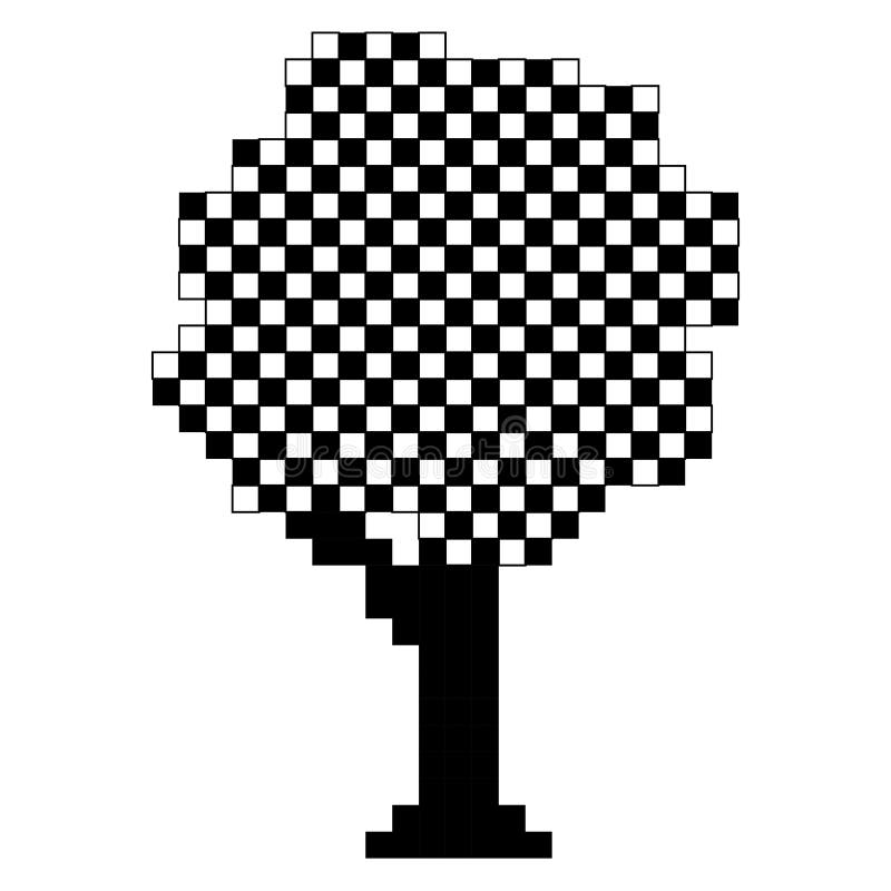 Pixelated Big Old Tree. Ancient Oak Tree with Green Foliage and Brown ...