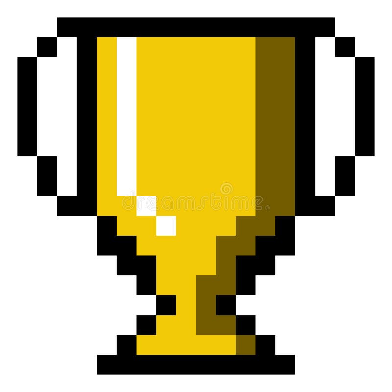 Pixel Video Game Gold Trophy Stock Vector - Illustration of sign, game ...