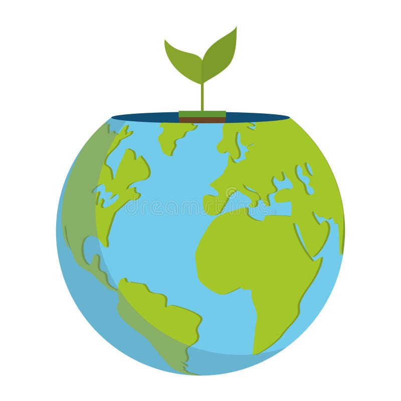 Isolated Planet Earth with Growing Leaf Vector Stock Vector ...