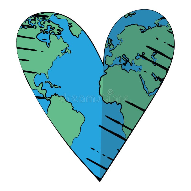Isolated Planet Earth Sketch Icon with Heart Shape Vector Stock Vector ... Isolated Planet Earth Sketch Icon with Heart Shape Vector Stock Vector ...