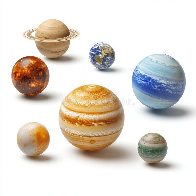 Isolated Planets of the Solar System in High-resolution on White. this ...