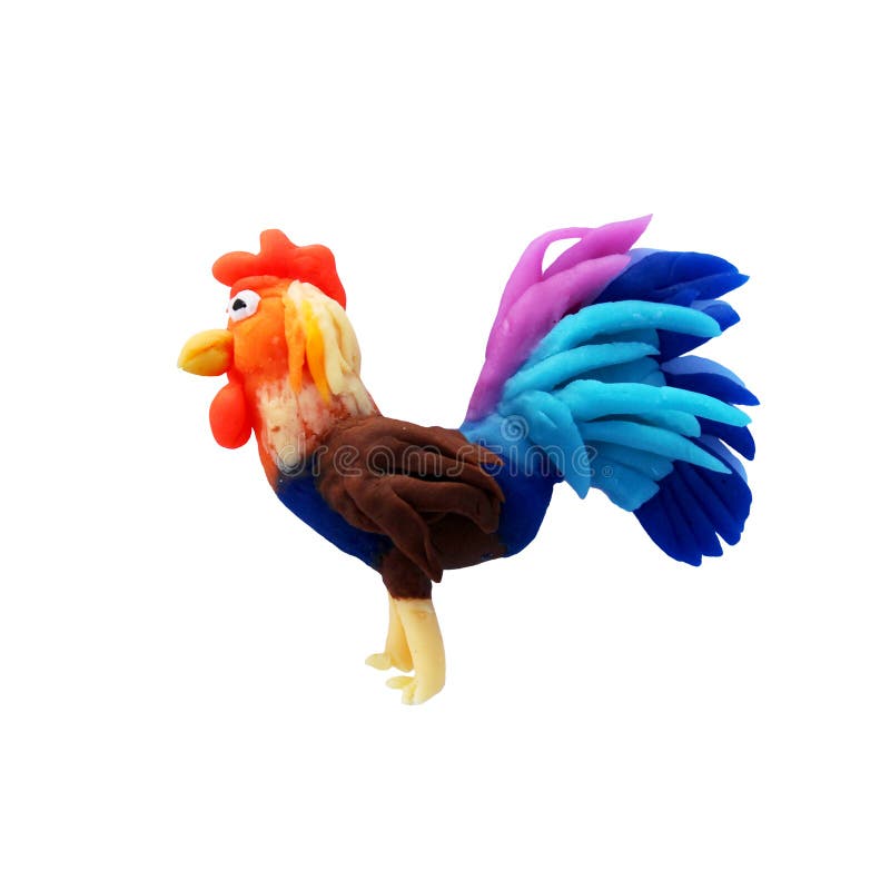 Isolated Plasticine Rooster on White Background Stock Illustration ...