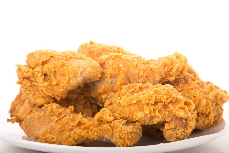 Isolated Plate of Fried Chicken from Side Stock Image - Image of tasty ...