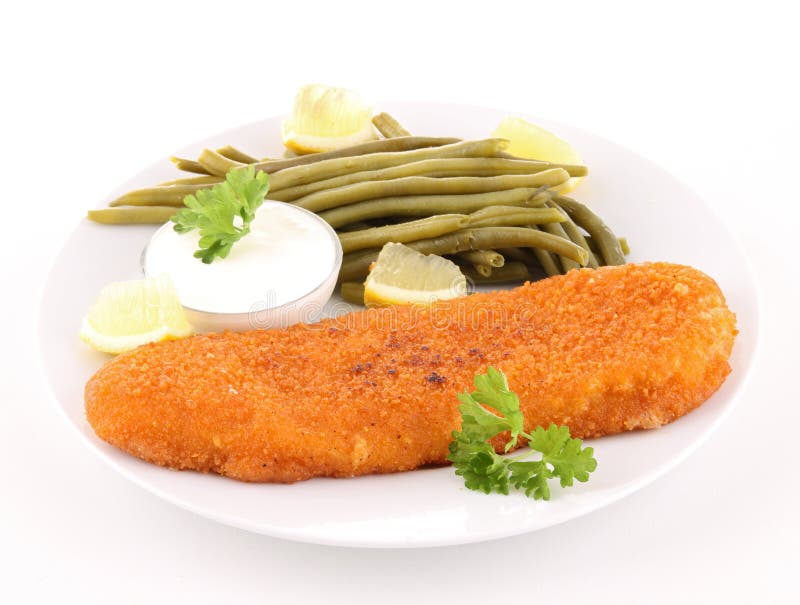 Isolated Plate of Fried Fish Stock Photo - Image of diet, vegetable ...