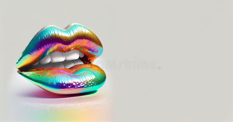 Isolated Rainbow Colors Plump Lips with Copy Space. Generative AI Stock ...