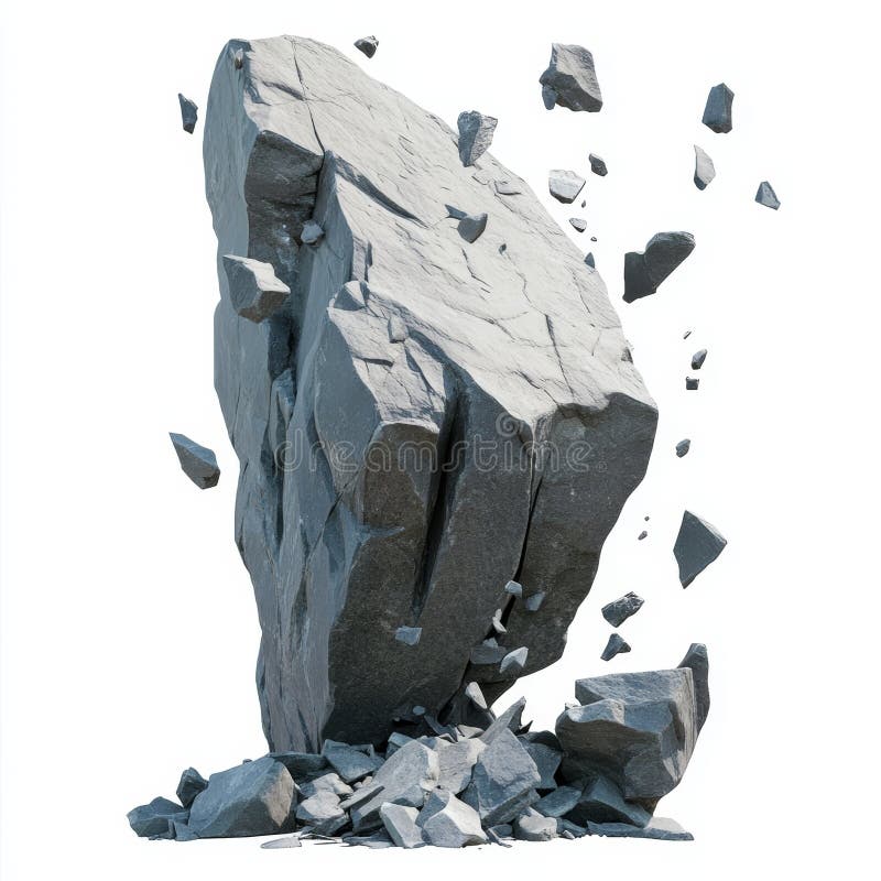 Isolated PNG of Stone Wall Falling into Small Fragments. Stock Photo ...