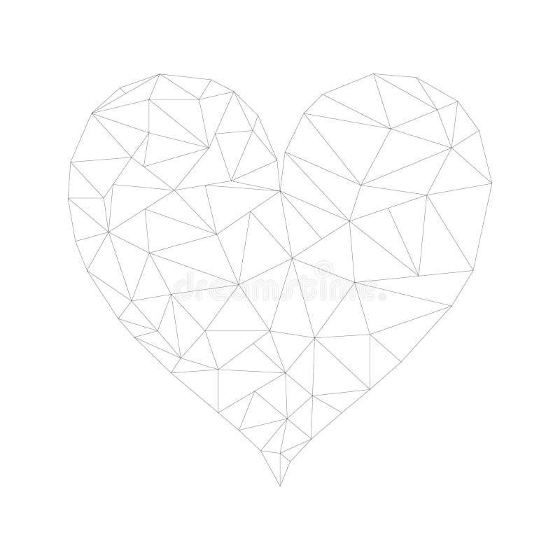 Polygonal Heart Vector with Triangles Stock Vector - Illustration of ...