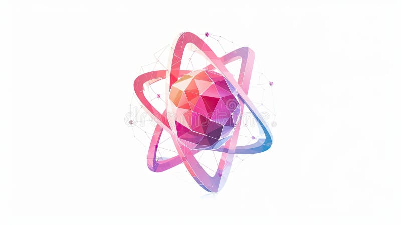 Isolated Polygonal Science Atom Symbol on White Background. Abstract ...