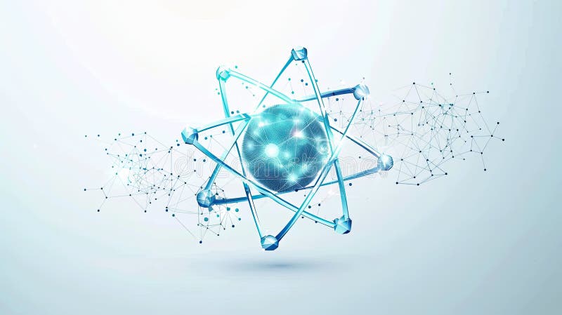 Isolated Polygonal Science Atom Symbol on White Background. Abstract ...