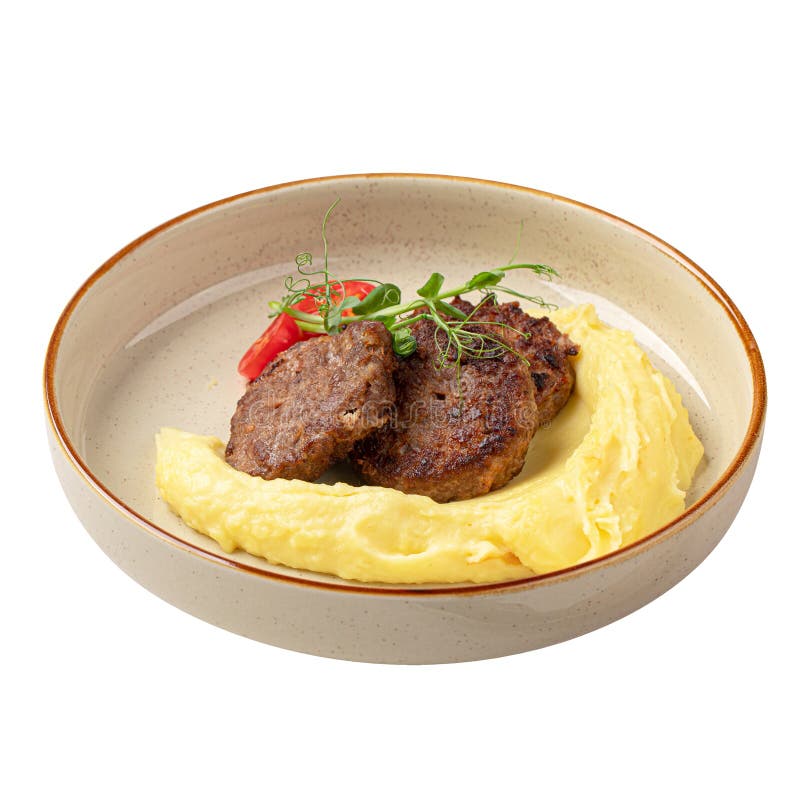 Isolated Portion of Cutlets with Mashed Potato Stock Image - Image of ...