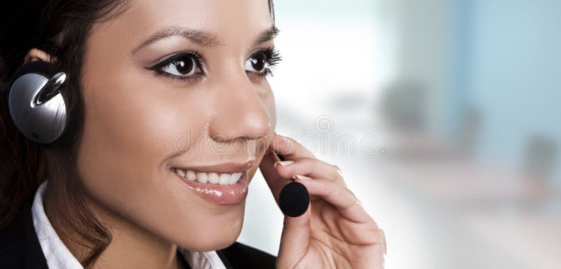 Isolated Portrait of a Beautiful Helpdesk Stock Image - Image of ...