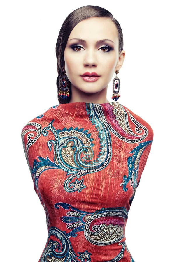 Isolated Portrait of a Woman Stock Photo - Image of patterns, pink ...