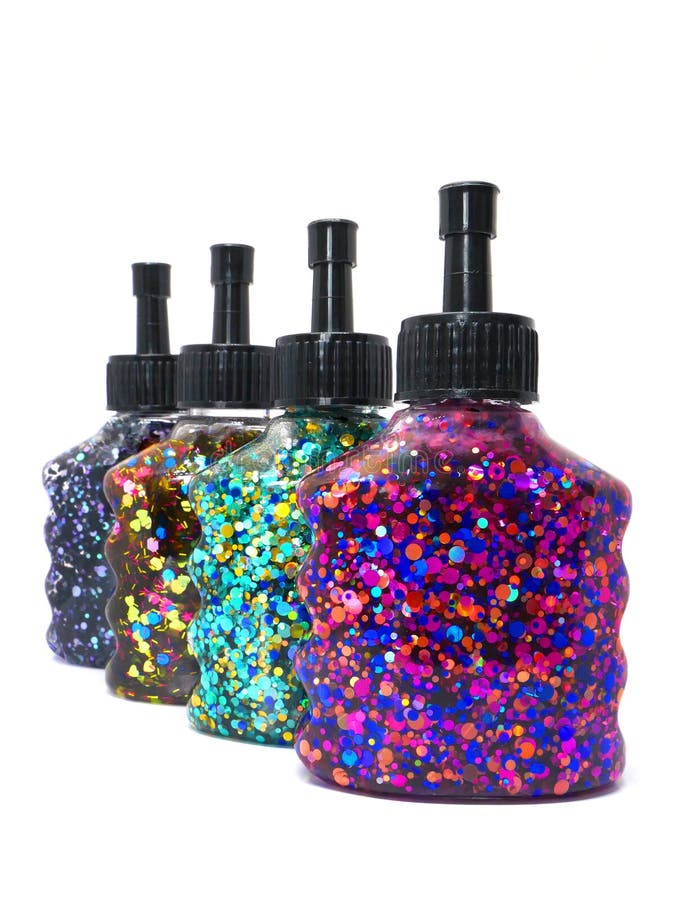 Isolated Pots of Glitter for Hand Crafts Stock Photo - Image of ...