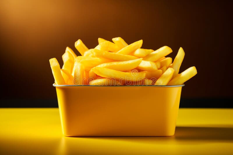 Isolated Presentation Crispy Fries in a Tempting Yellow Box Stock Photo ...