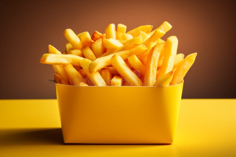 Isolated Presentation Crispy Fries in a Tempting Yellow Box Stock ...