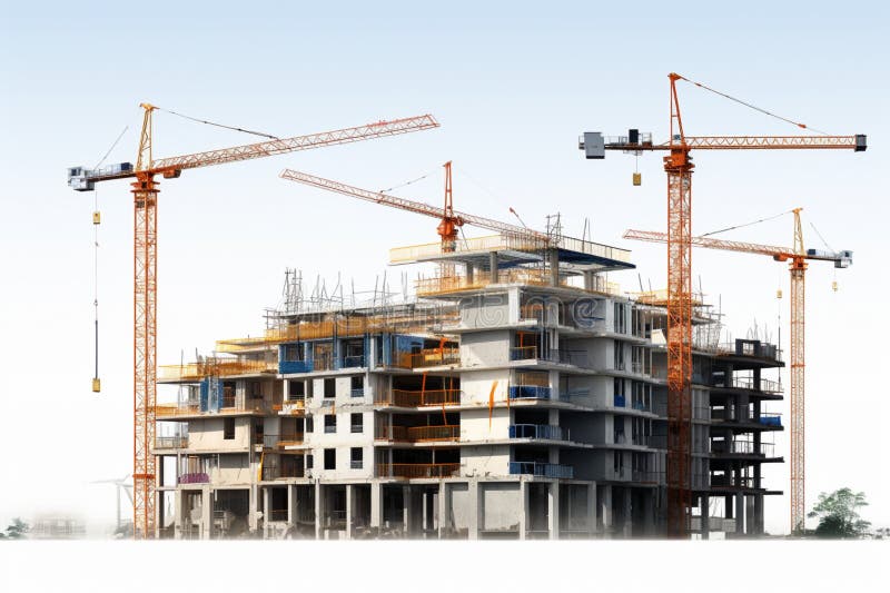 Isolated Progress Construction Site with a Building in Development on a ...