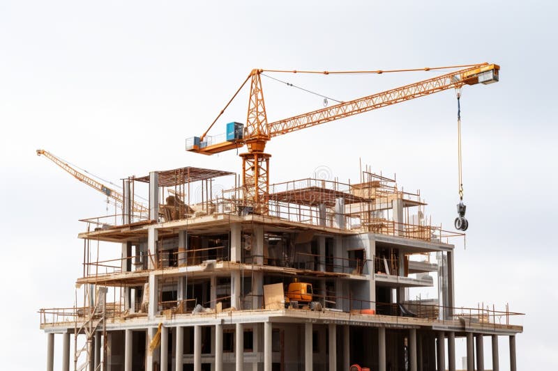 Isolated Progress Construction Site with a Building in Development on a ...