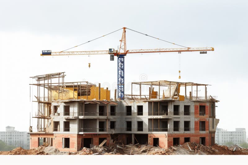 Isolated Progress Construction Site with a Building in Development on a ...