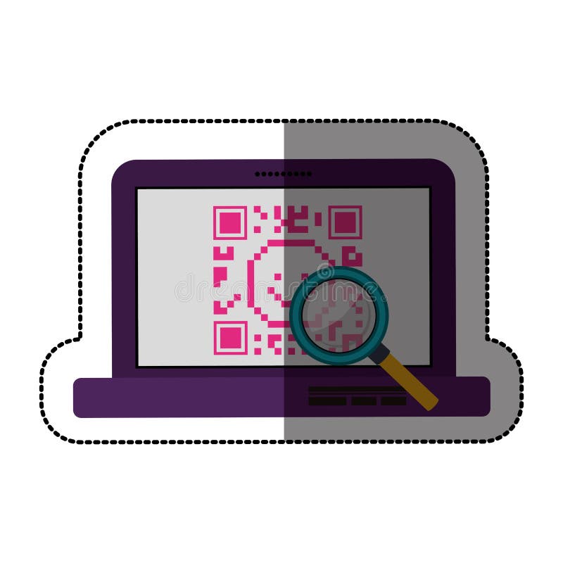 Isolated Qr Code and Laptop Design Stock Vector - Illustration of ...