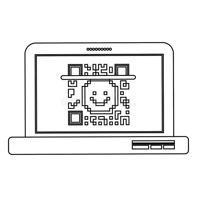 Isolated Qr Code and Laptop Design Stock Vector - Illustration of ...