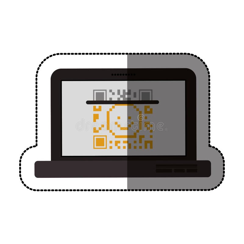 Isolated Qr Code and Laptop Design Stock Illustration - Illustration of ...