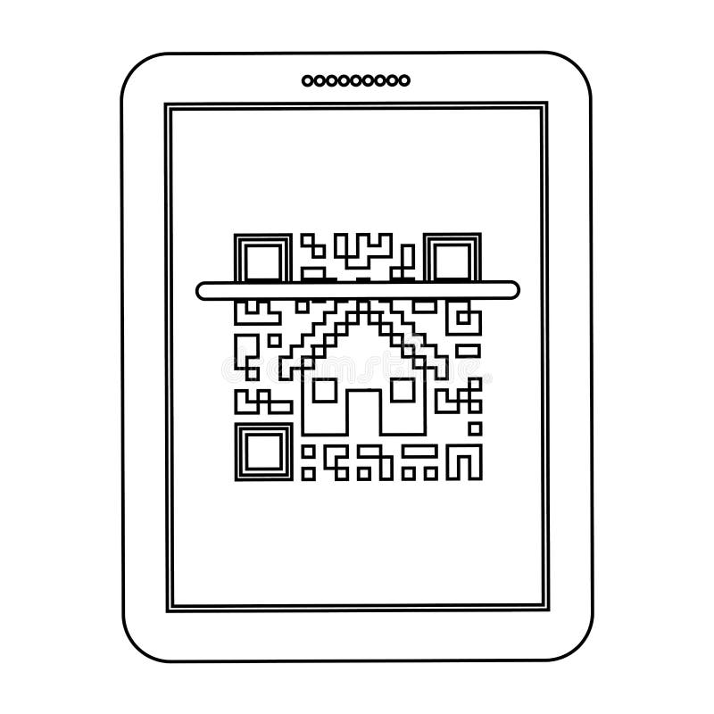 Isolated Qr Code and Tablet Design Stock Illustration - Illustration of ...