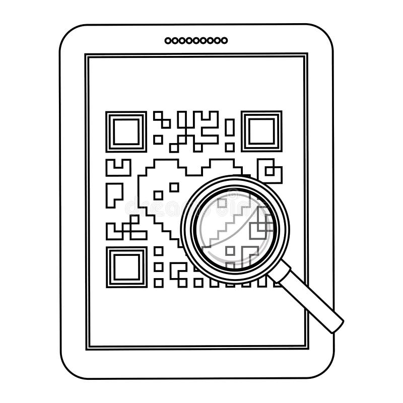 Isolated Qr Code and Tablet Design Stock Illustration - Illustration of ...