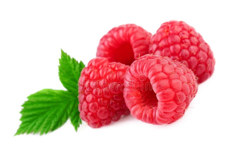 Isolated Raspberries Fresh Raspberry with Leaf Isolated on White ...