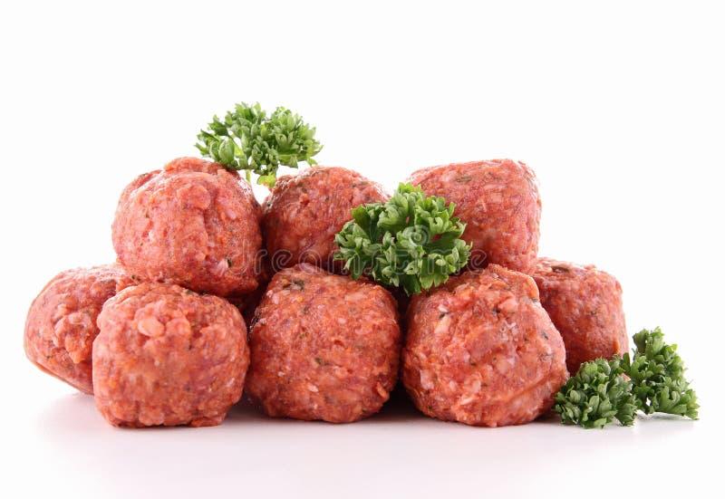 Isolated Raw Meatballs on White Stock Photo - Image of edible, minced ...