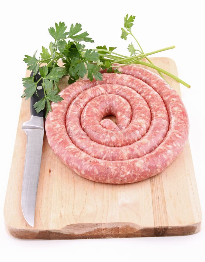 Isolated raw sausage stock photo. Image of background - 22007056