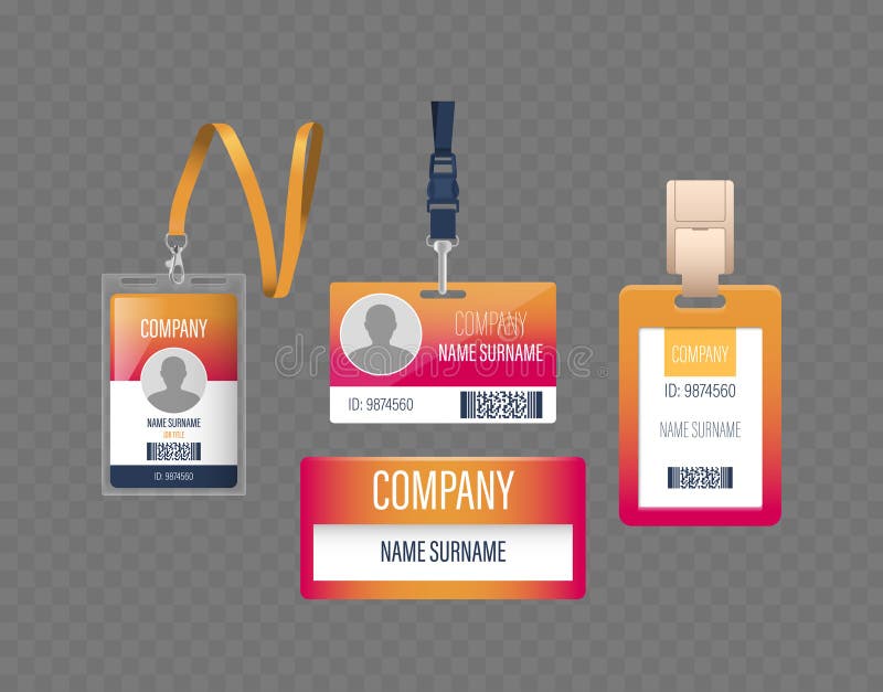 Isolated Realistic 3d Vector Set of Office Id Badges in Various Designs ...
