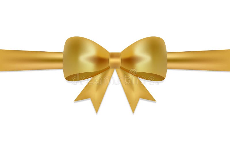 Isolated Realistic Gold Bow with Horizontal Ribbon. Stock Illustration ...