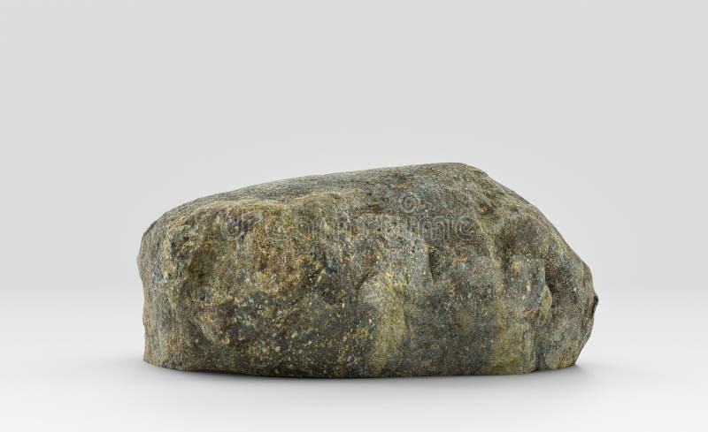 Isolated Realistic Rock in White Background, 3d Rendering Stock ...