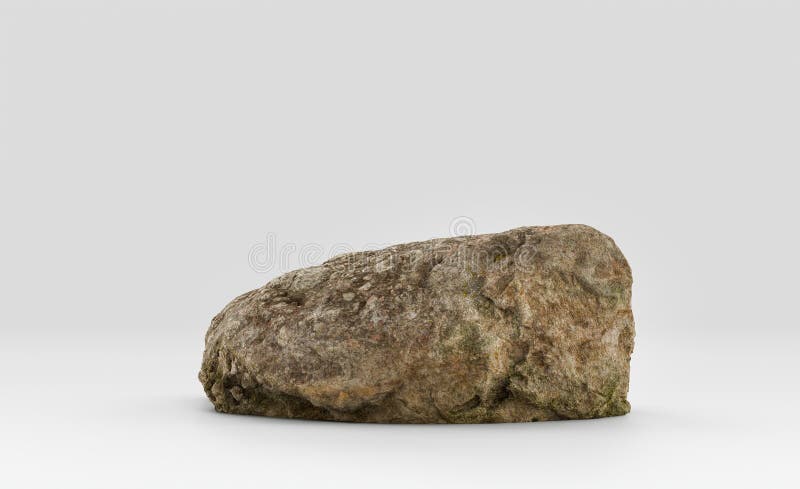 Isolated Realistic Rock in White Background, 3d Rendering Stock ...