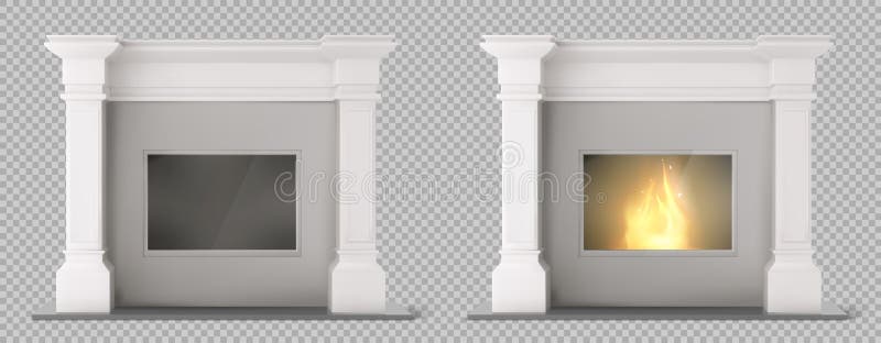 Isolated Realistic White Electric Fireplace Vector Stock Vector ...