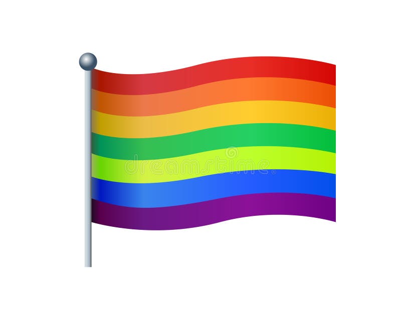 Isolated Rectangular Rainbow Flag Icon with Silver Pole Stock ...