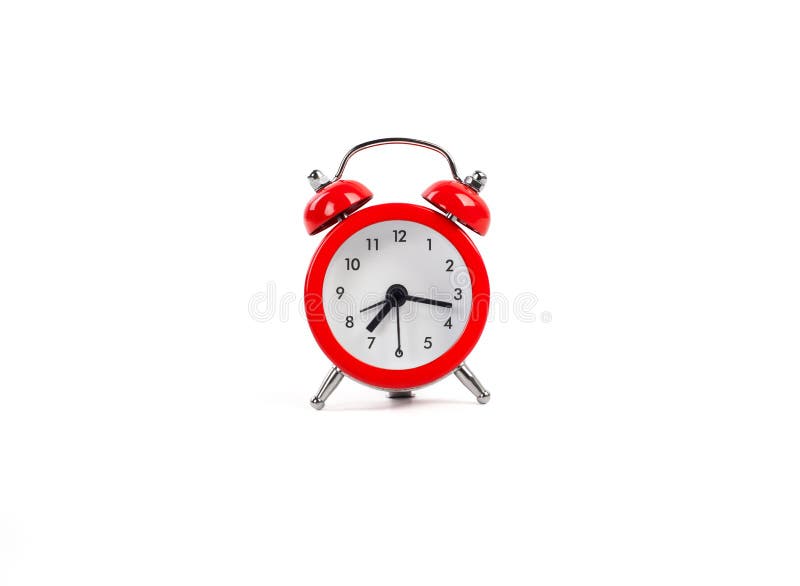 Red Old Style Alarm Clock Isolated on White Stock Photo - Image of ...