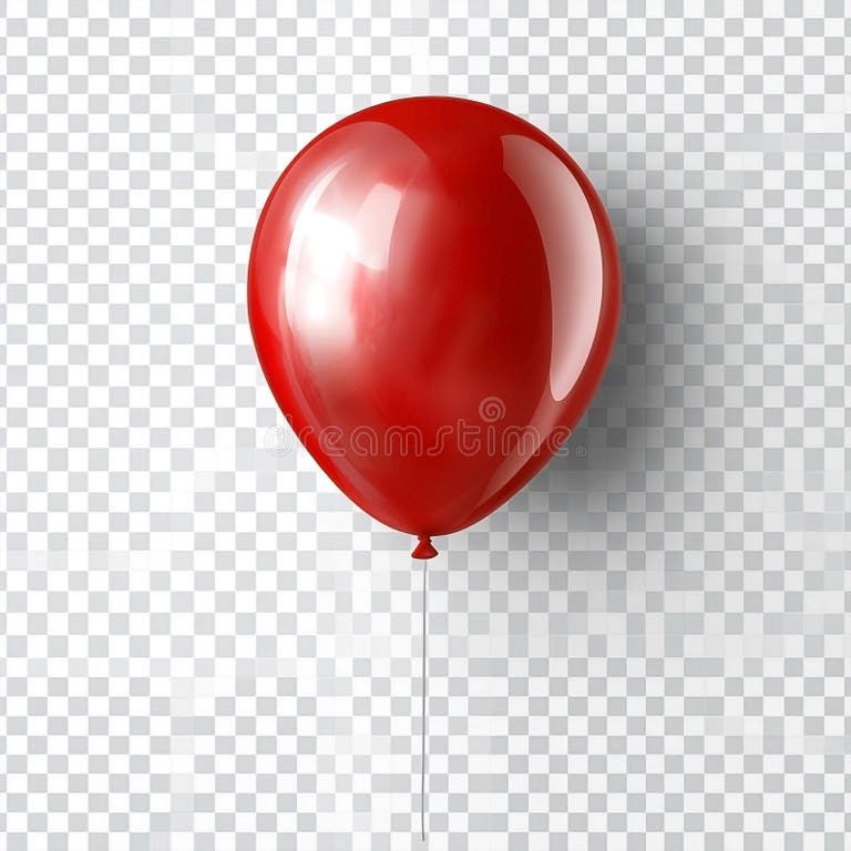 Isolated Red Balloon with String Floating on Transparent Background ...