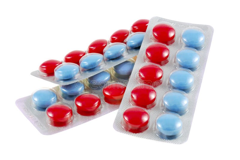 Isolated Red and Blue Tablets in Boundle Stock Image - Image of remedy ...