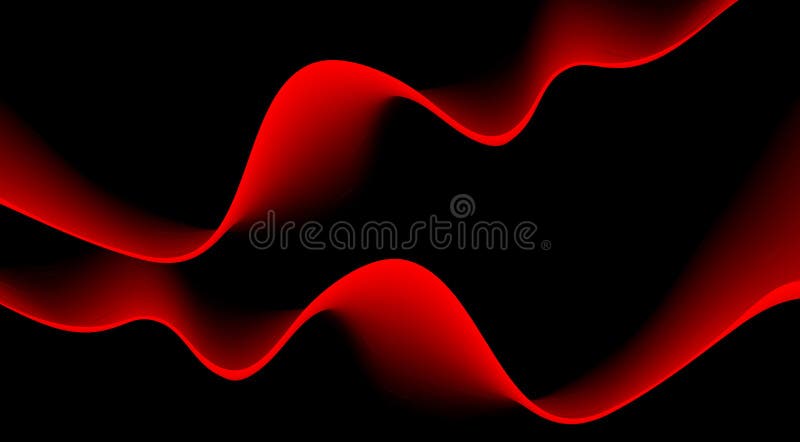 Isolated Red Bright Smooth Wave Lines on Black Design Stock Vector ...