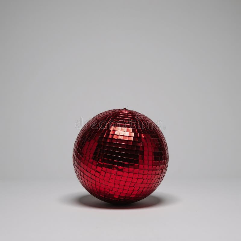 Isolated Red Disco Ball Glows Against Blank Canvas Backdrop Stock ...
