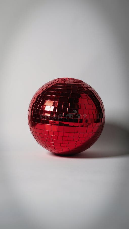 Isolated Red Disco Ball Glows Against Blank Canvas Backdrop Stock ...